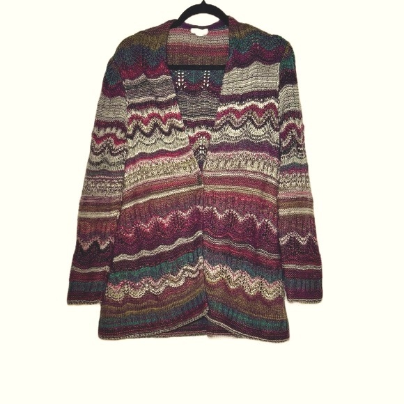 J. Jill | Sweaters | J Jill Wool Blend Vneck Colorful Chunky Knit ...